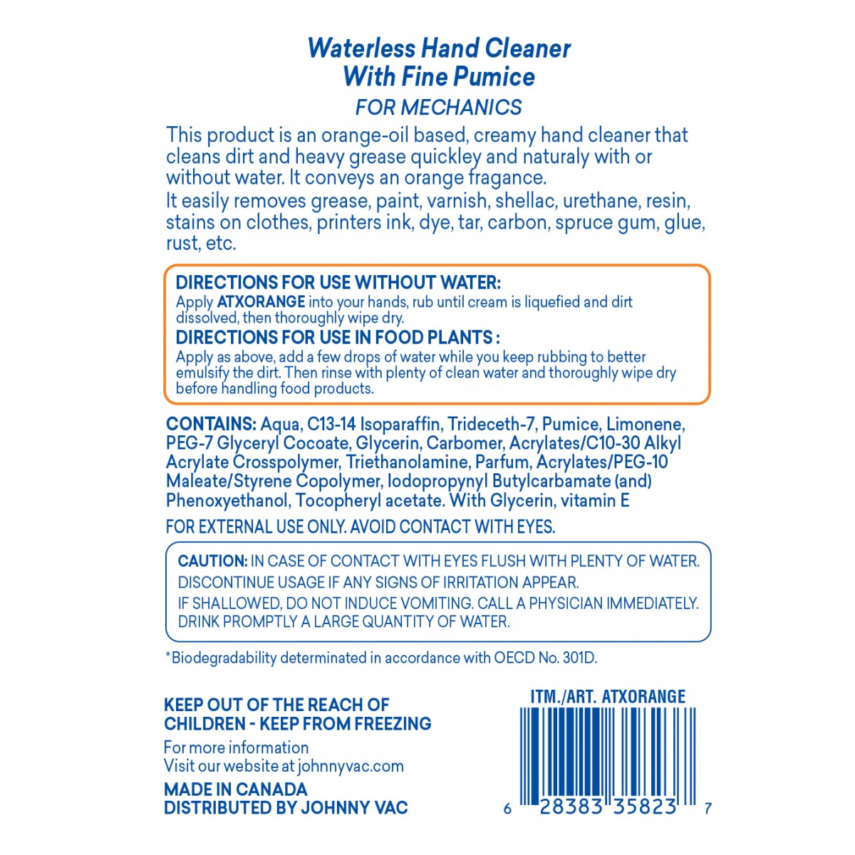 Waterless Hand Cleaner with Fine Pumice - 0,8 gal (3.6 L) - Attax ® Pro ...