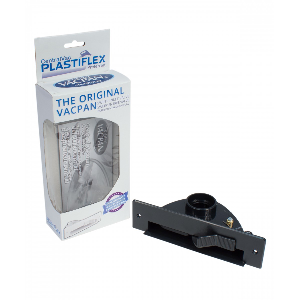 Automatic Dust Pan for Central Vacuum - Black Plastiflex VCPB01
